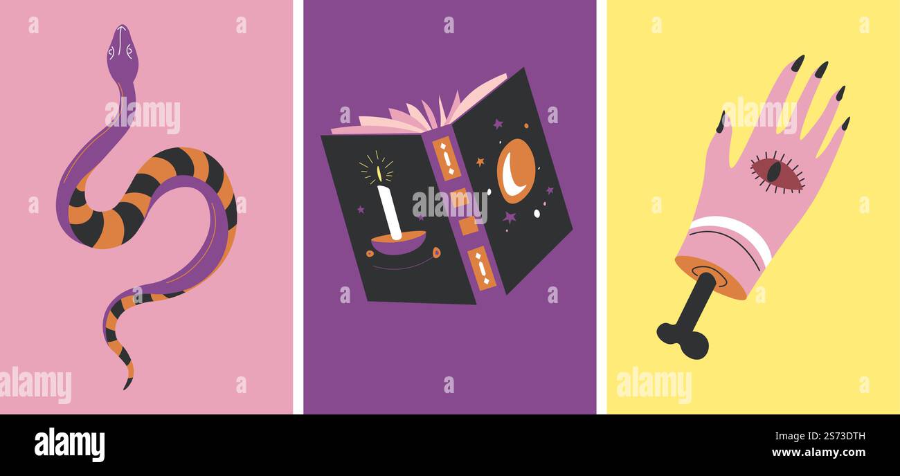 Occult wisdom and Wiccan practice, magic and magical cards. Isolated ...