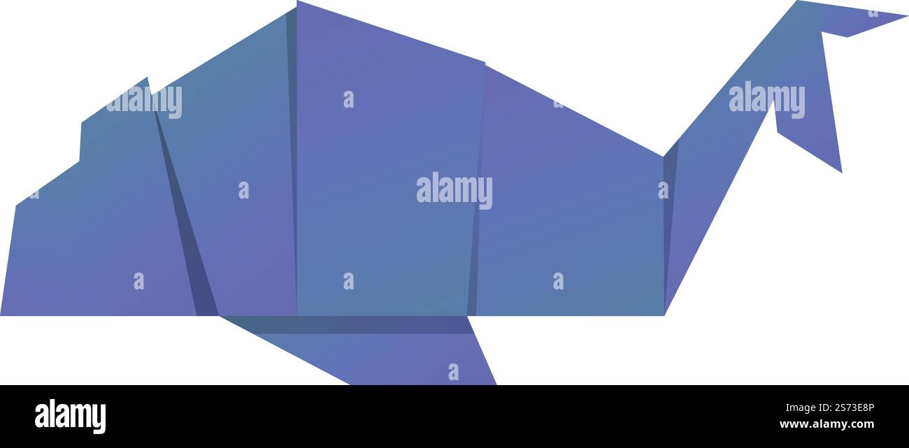 Origami sea whale icon cartoon vector. Paper animal. Polygon art ...