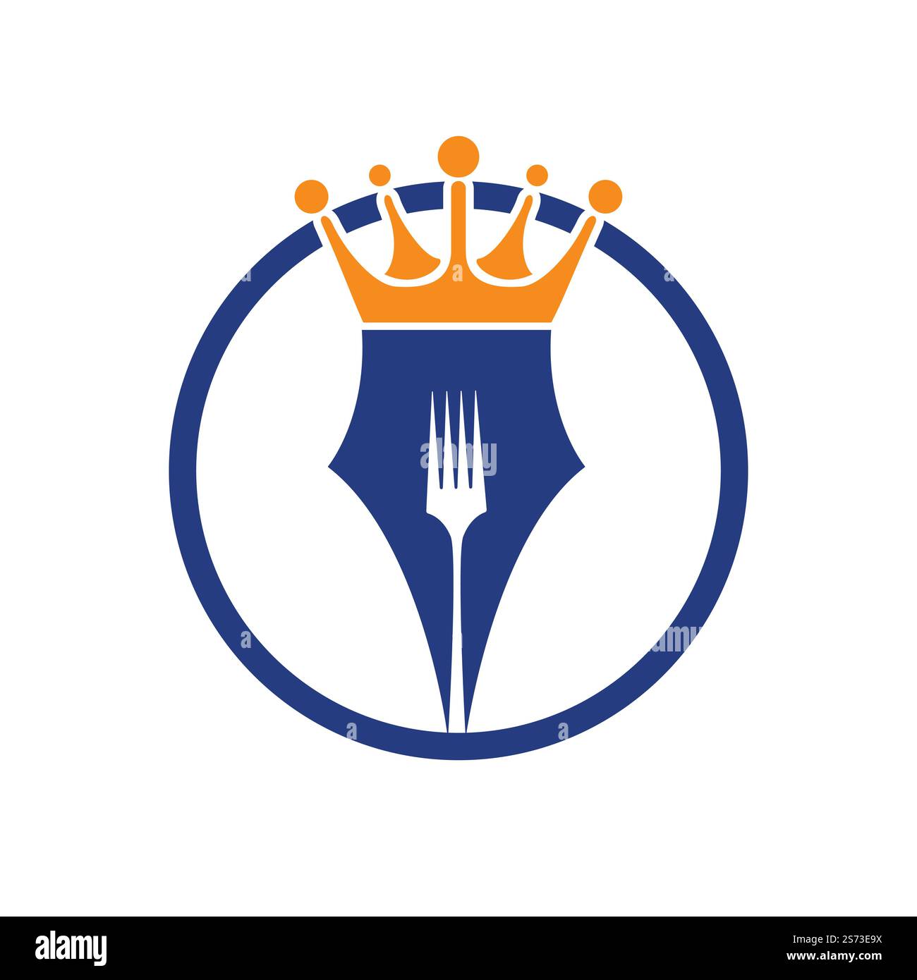 Food and restaurants logo design concept. Pen with crown and fork ...