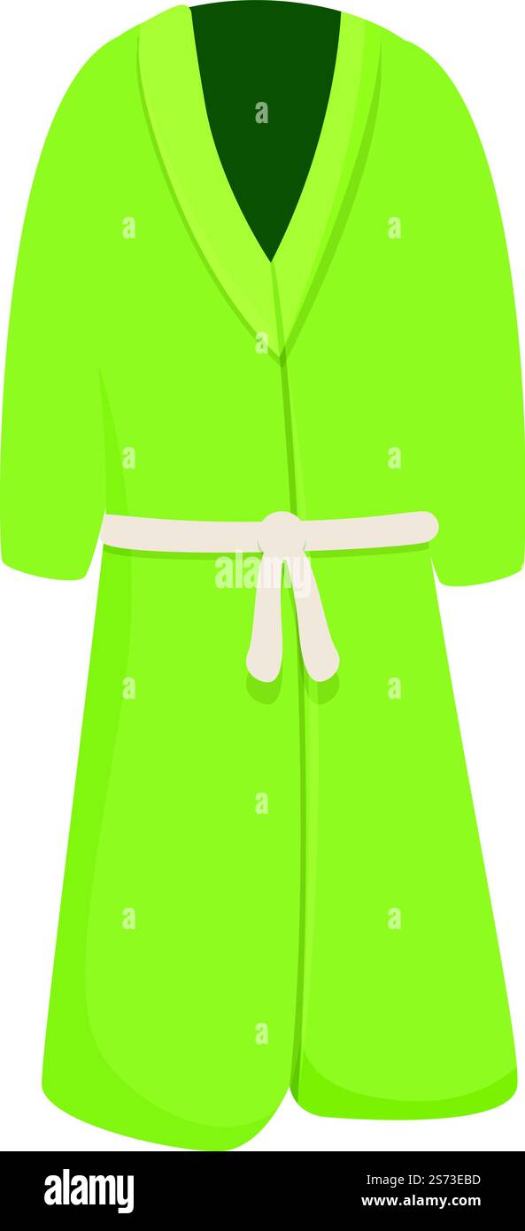 Green robe icon cartoon vector. Fabric cloth. Bath spa. Green robe icon ...