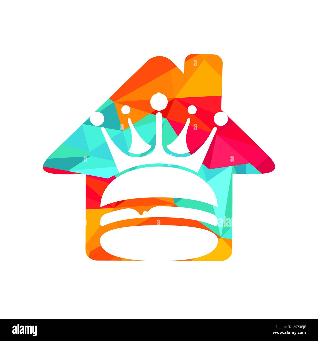 Burger king vector logo design. Burger with crown and mustache with ...