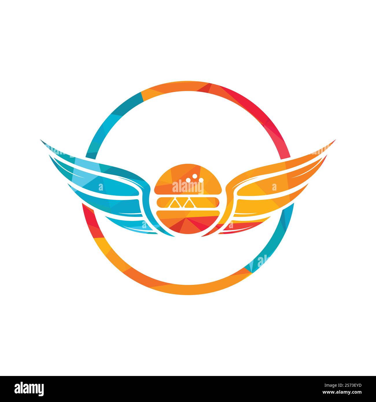 Angel burger logo with wings logo design. Flying burger logo concept ...