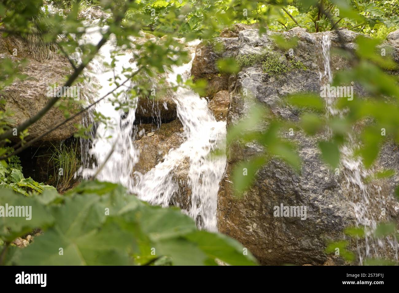 Beautiful waterfall and river in the mountains of the Lesser Caucasus ...