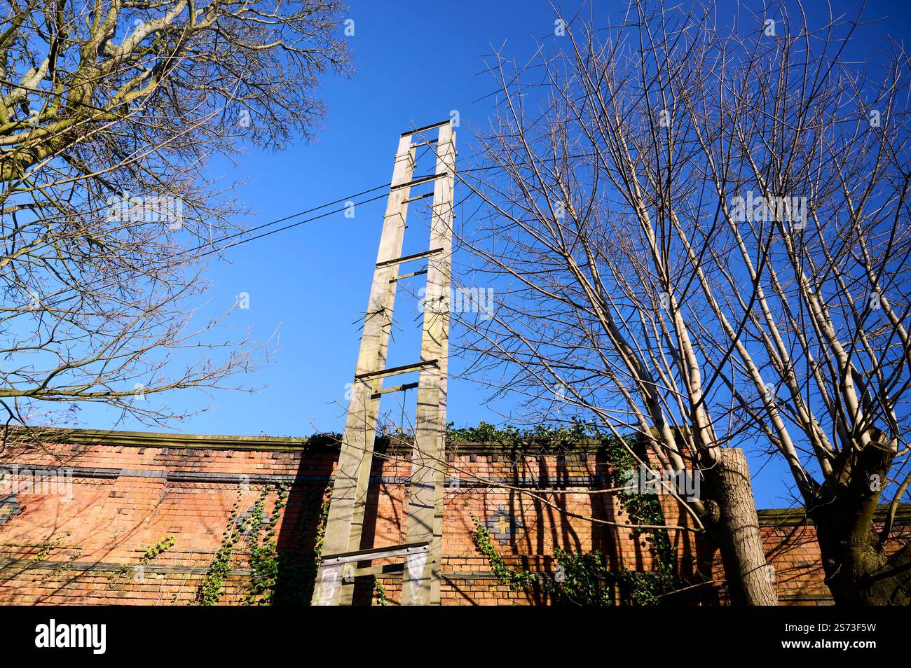 Metal tower support for high voltage over head cables on electrified ...