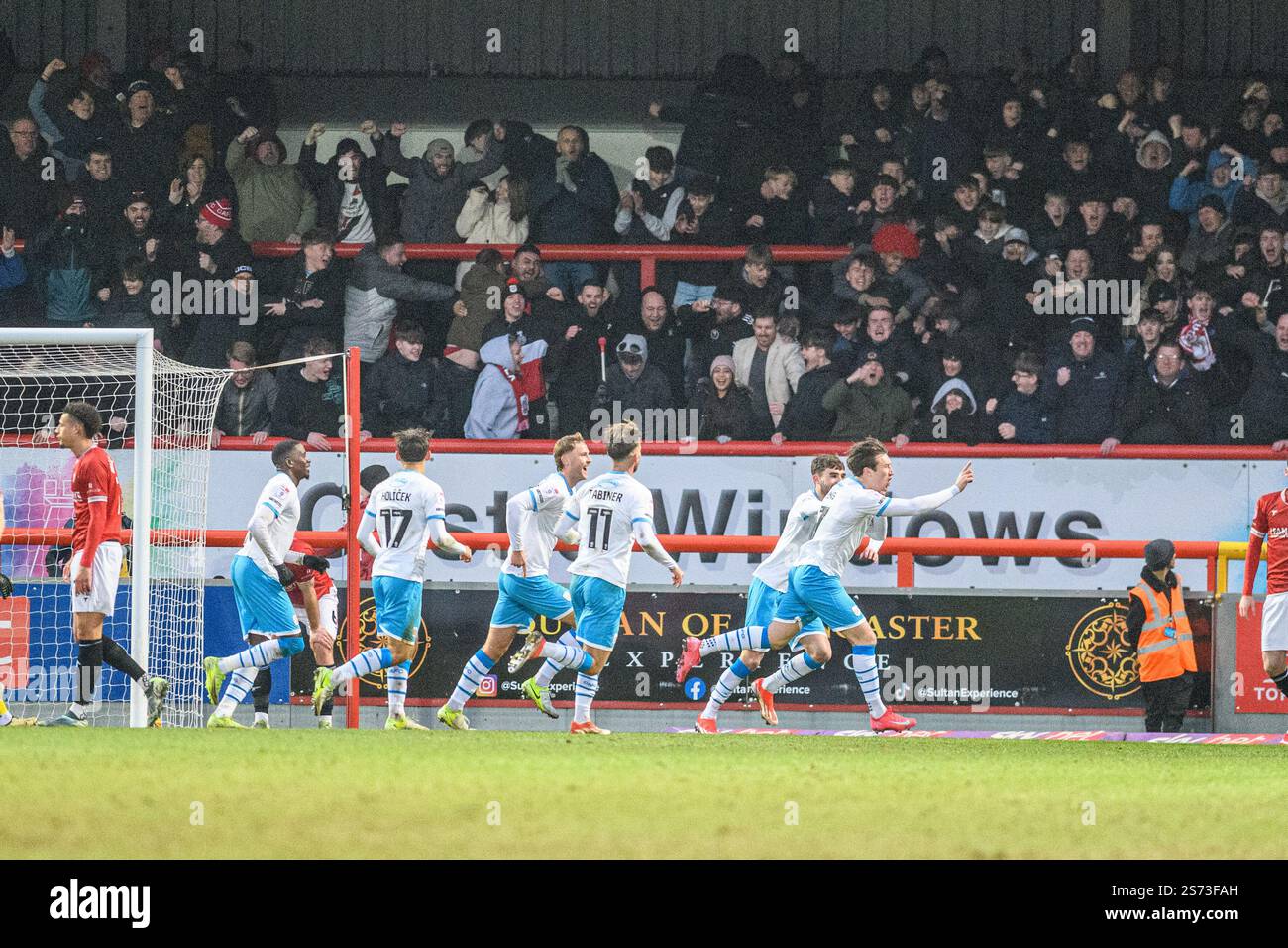 Crewe Alexandra FC players celebrate their goal during the Sky Bet ...