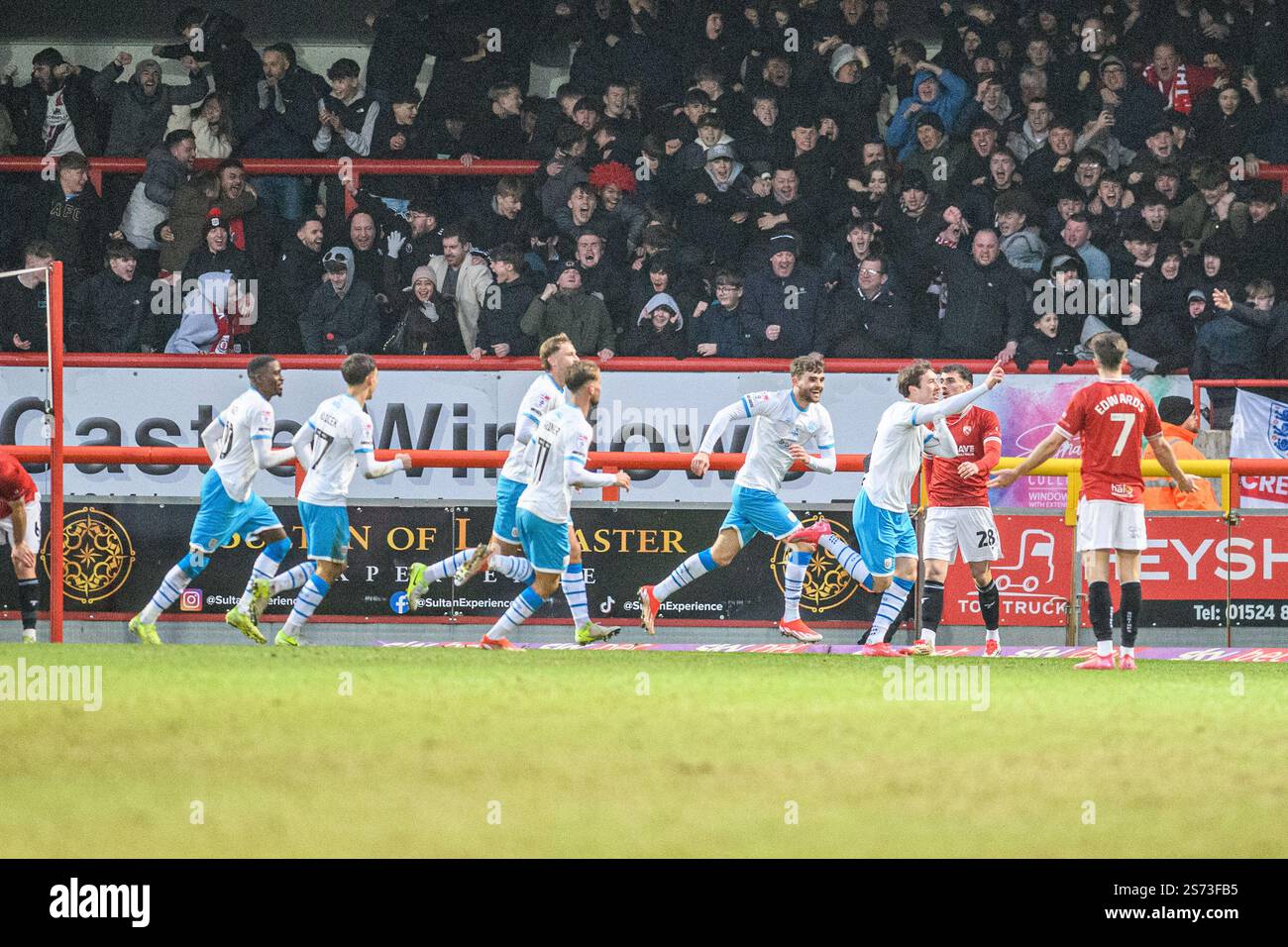 Crewe Alexandra FC players celebrate their goal during the Sky Bet ...