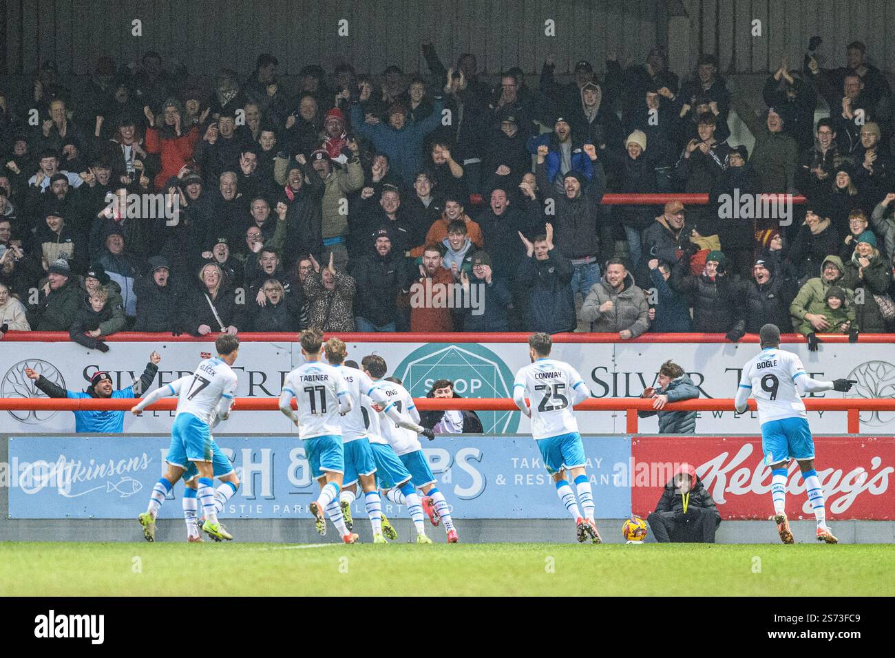 Crewe Alexandra FC players celebrate their goal during the Sky Bet ...