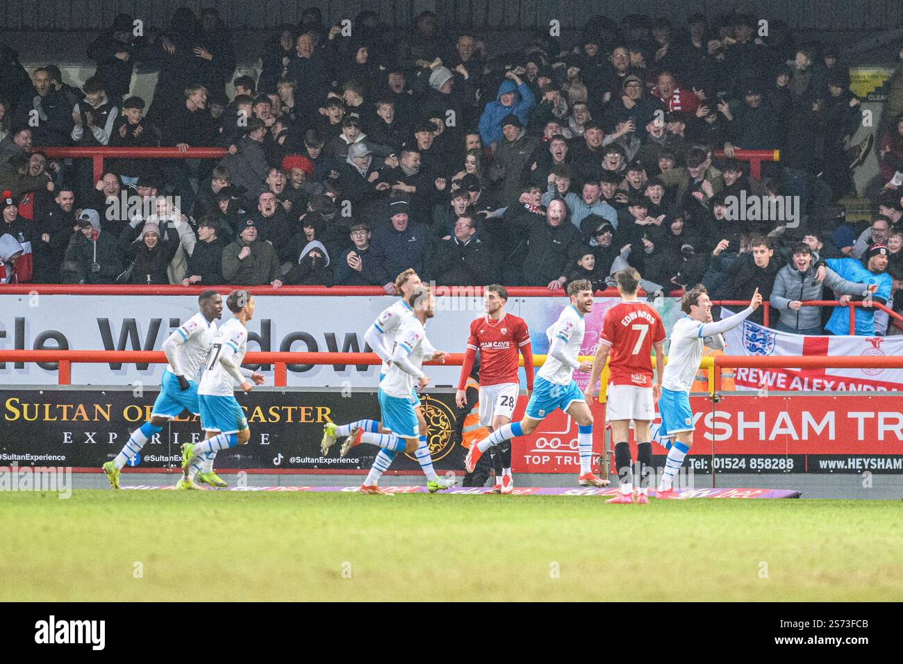 Crewe Alexandra FC players celebrate their goal during the Sky Bet ...