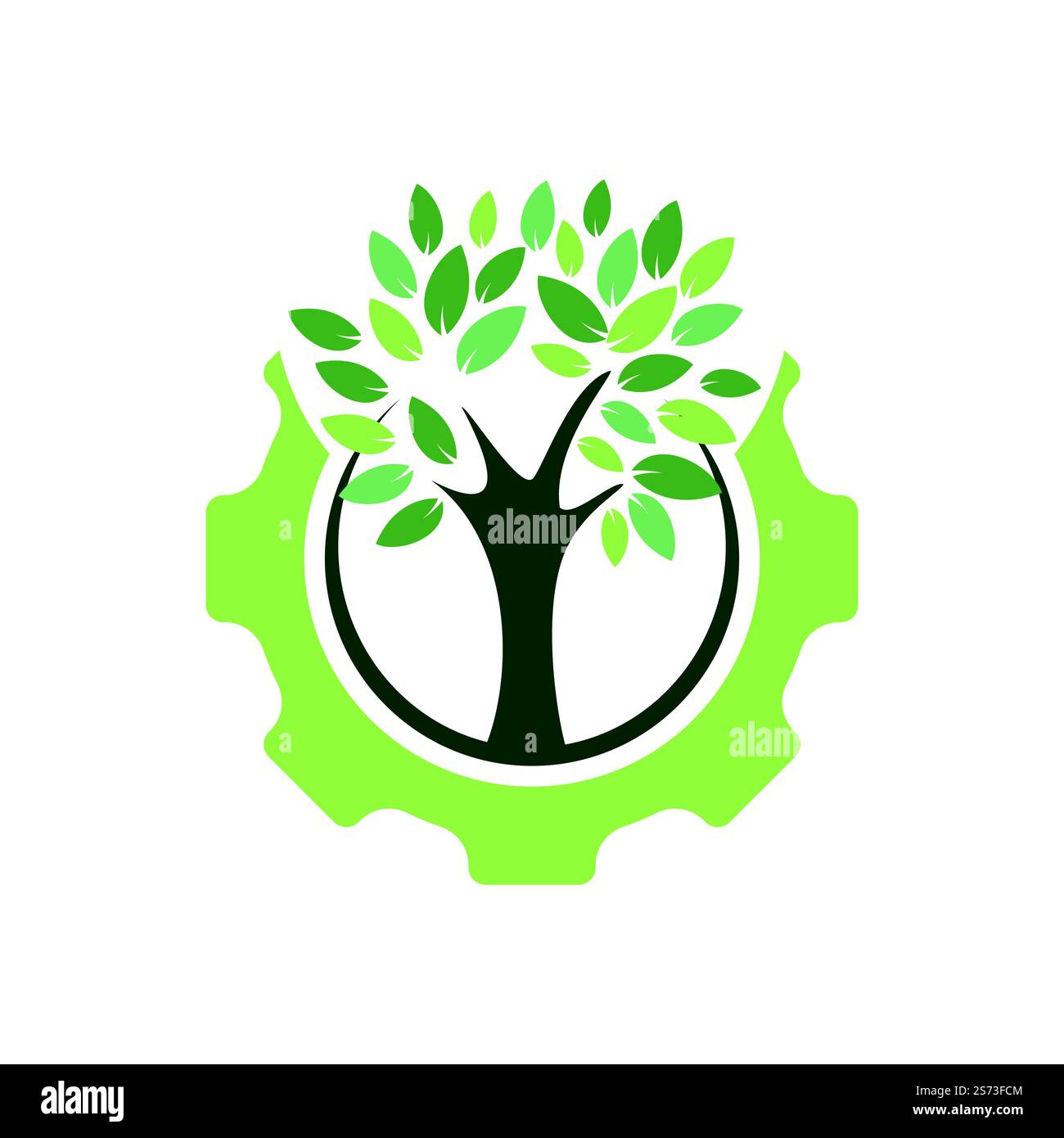 Gear tree vector logo design template. Modern nature technology logo ...