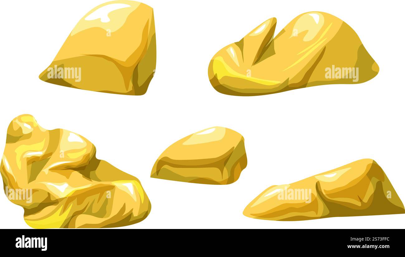 Natural golden metal or raw ore, isolated material used for making ...