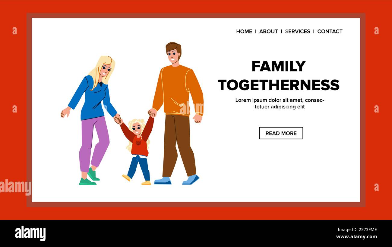 family togetherness vector. happy father, together kid, young mother ...