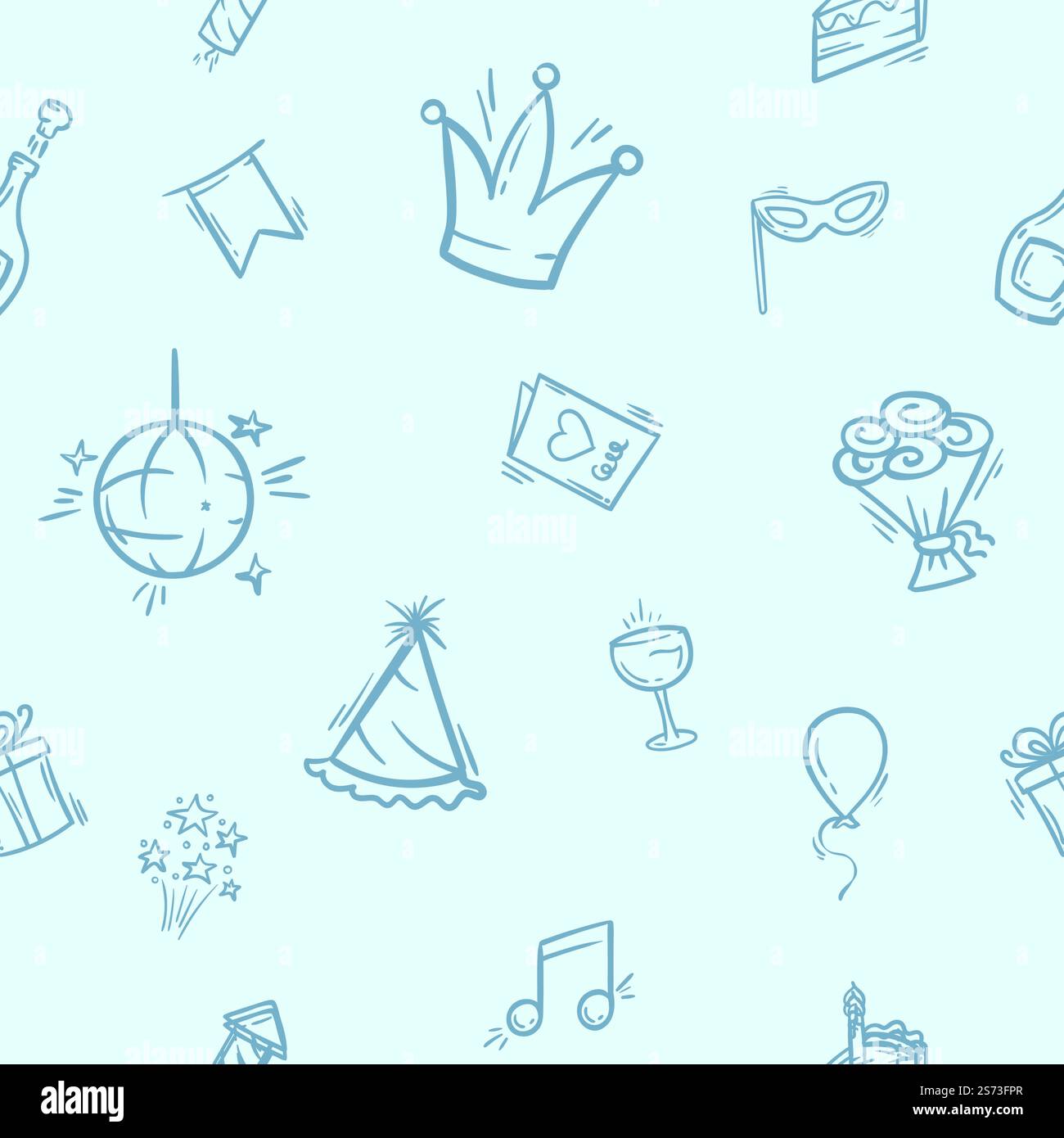 Simple black and white seamless pattern with attributes of a holiday ...