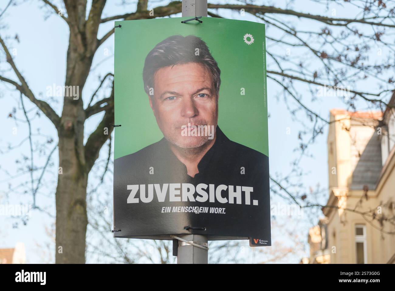 Election poster of Buendnis 90 Die Gruenen with the portrait of Robert ...