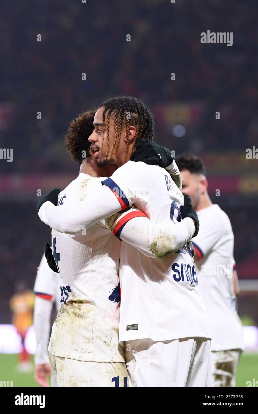 Lens, France. 18th Jan 2025. 29 Bradley BARCOLA (psg) during the Ligue ...
