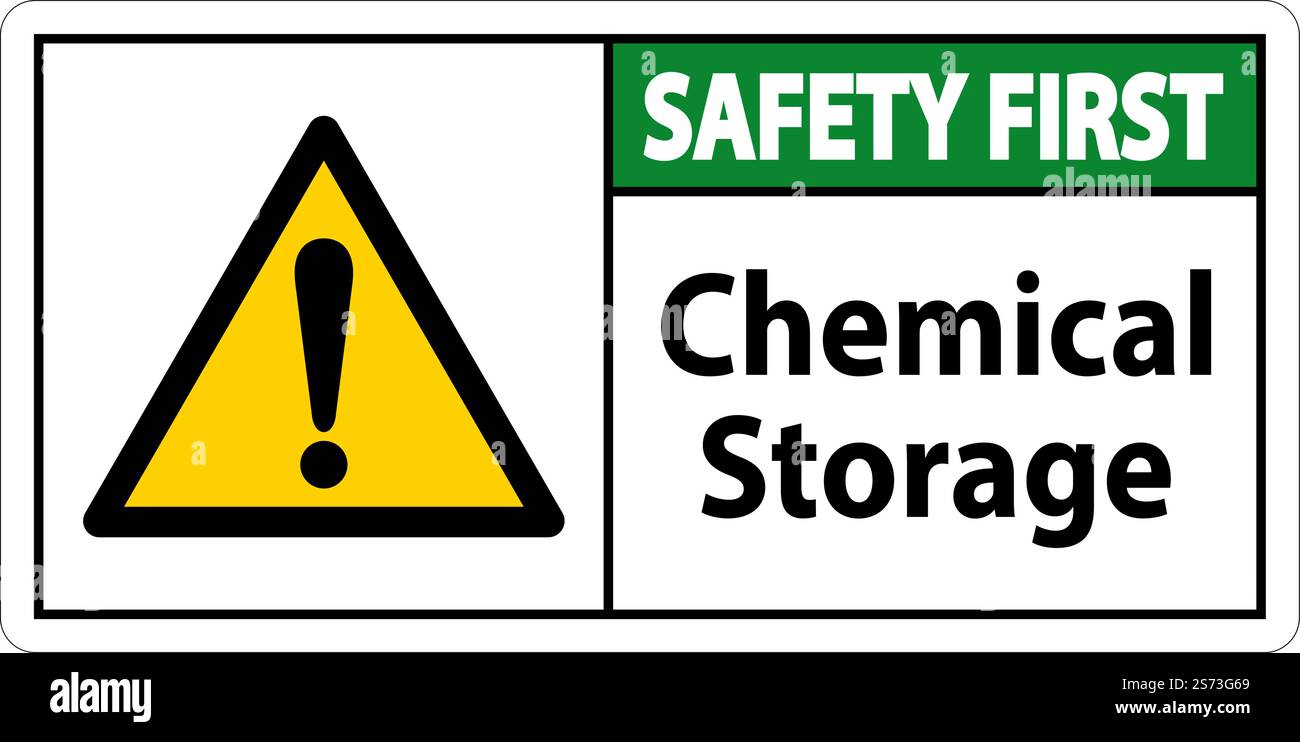 Safety First Chemical Storage Symbol Sign On White Background Stock ...