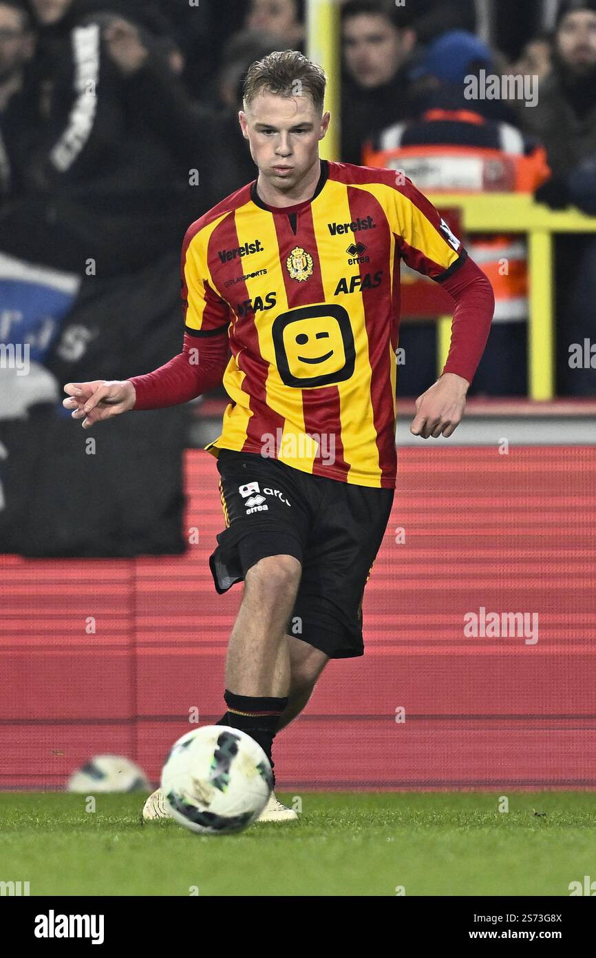 Mechelen, Belgium. 18th Jan, 2025. Mechelen's Stephen Welsh pictured in ...