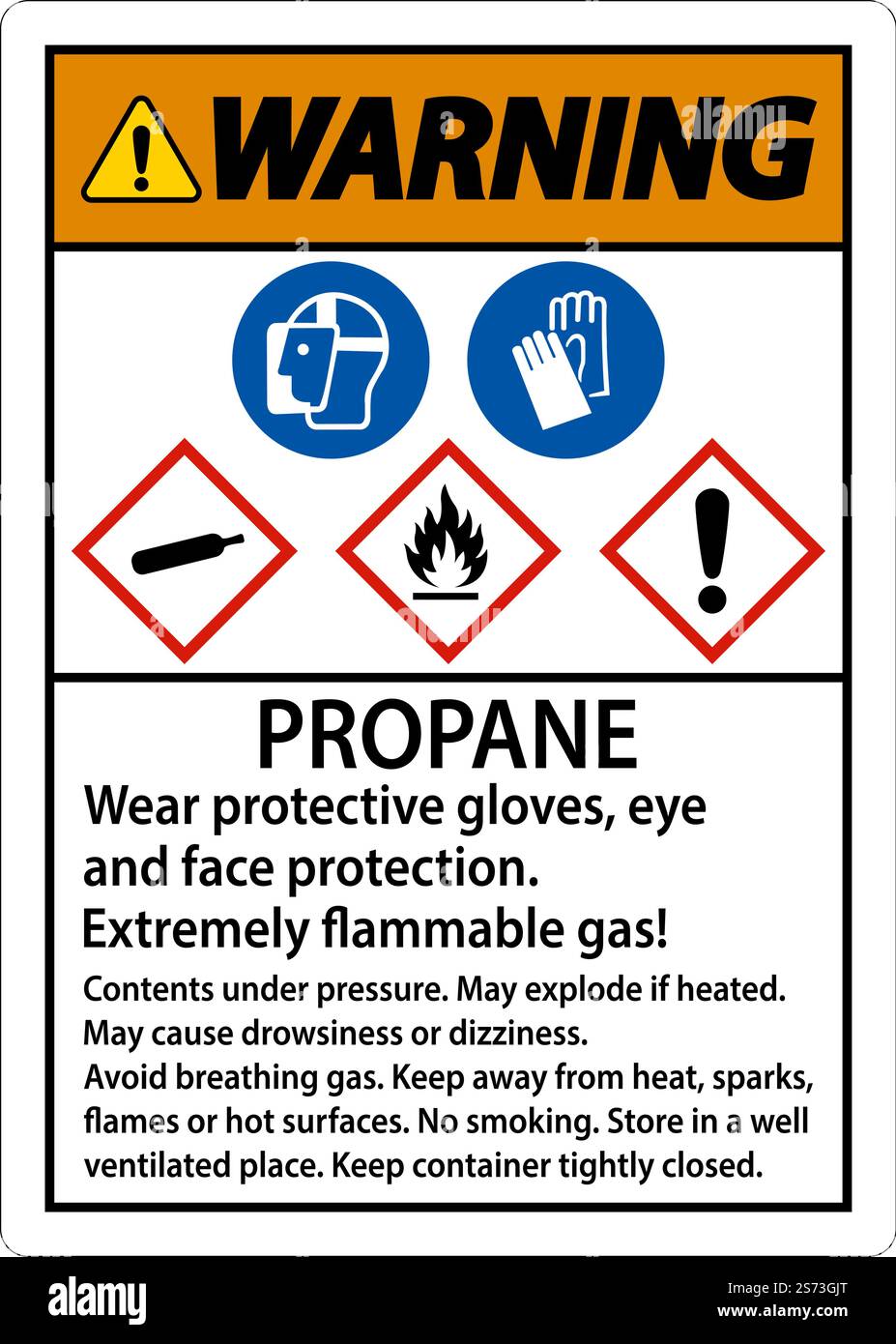 Warning Propane Flammable Gas PPE GHS Sign Stock Vector Image & Art - Alamy