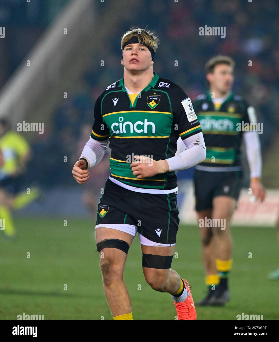 Northampton, UK. 18th Jan, 2025. Henry Pollock of Saints looks on ...