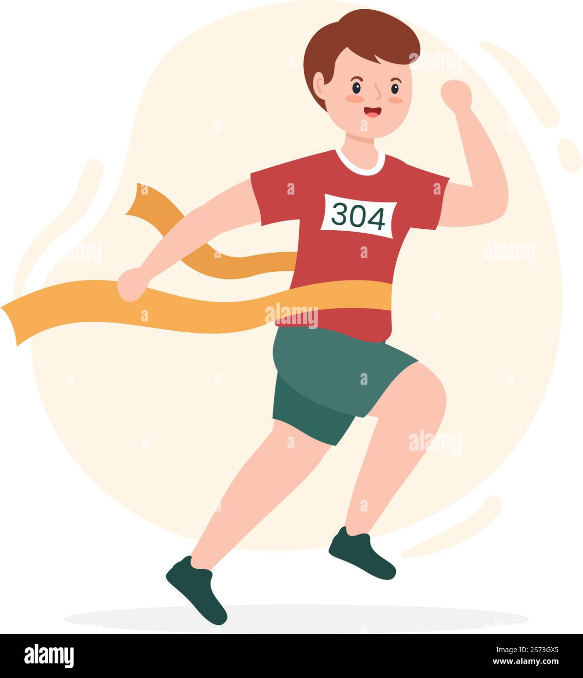 Running Racing Template Hand Drawn Cartoon Flat Illustration People ...