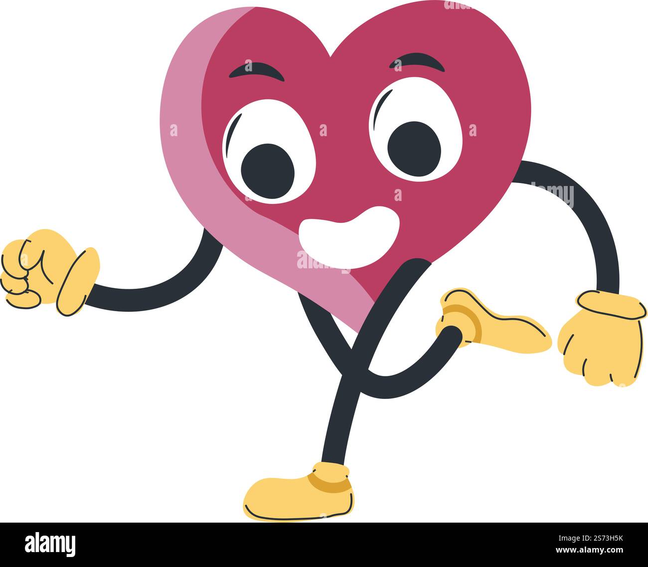 Heart personage hurrying up, isolated love symbol running and being ...