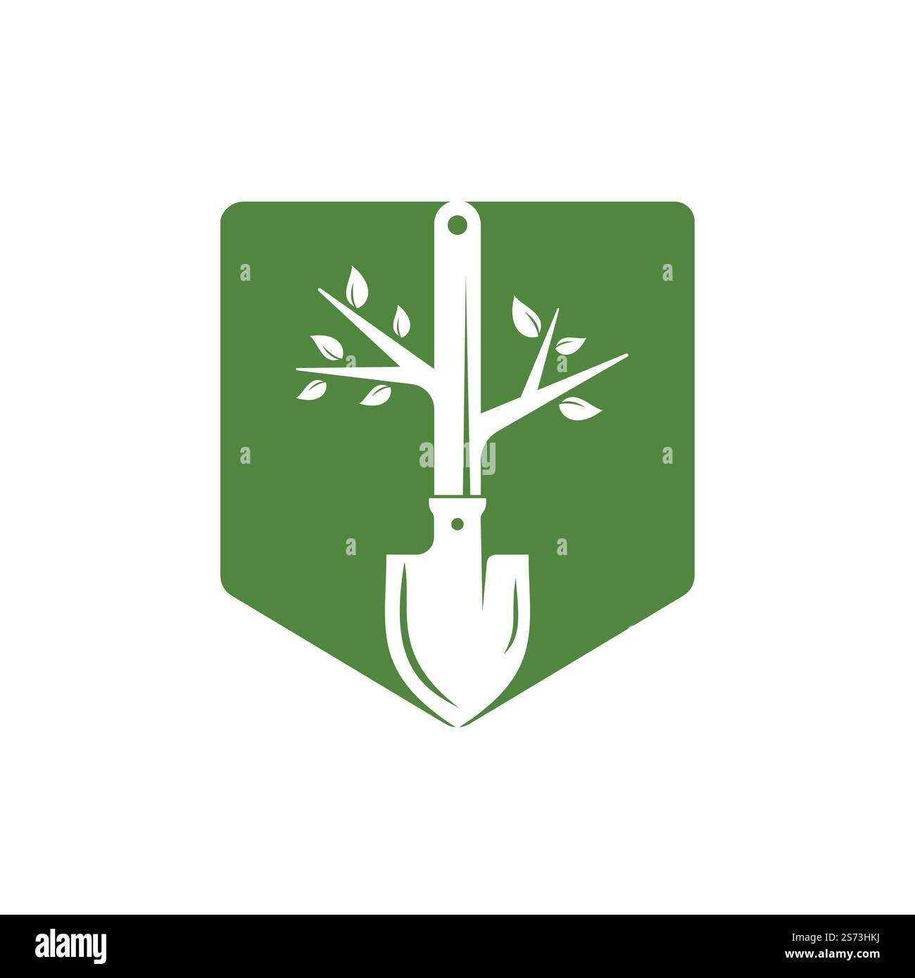 Shovel tree vector logo design. Green garden environment logo design ...