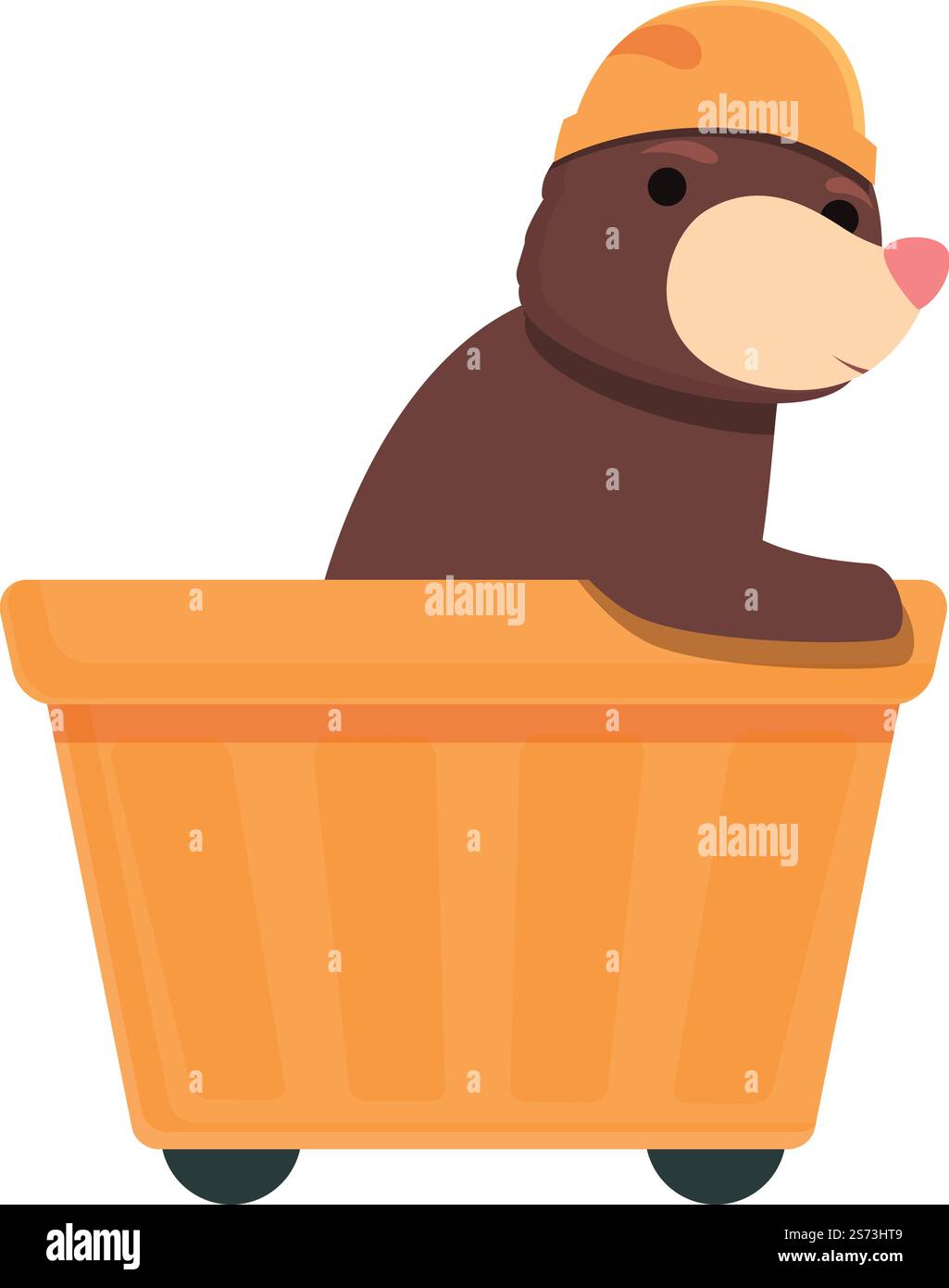 Miner mole wagon icon cartoon vector. Cute animal. Miner work. Miner ...