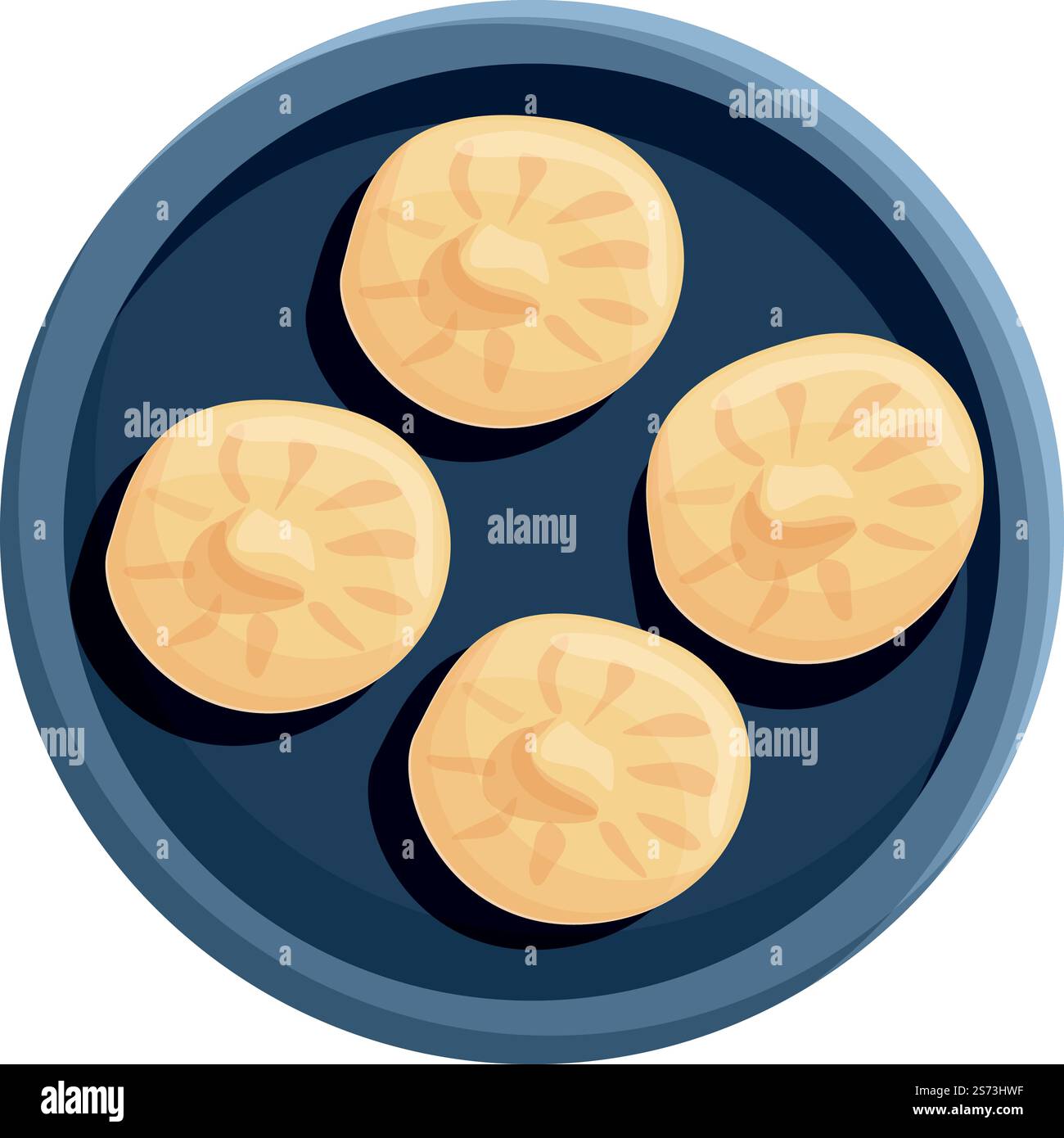 Top view baozi icon cartoon vector. Dao bun. Asian steam. Top view ...