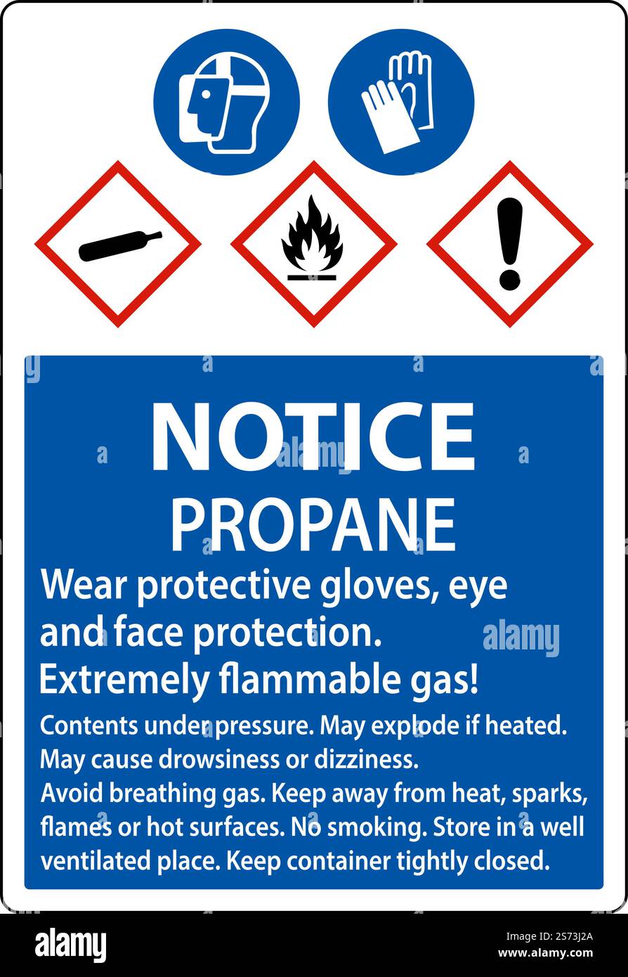 Notice Propane Flammable Gas PPE GHS Sign Stock Vector Image & Art - Alamy