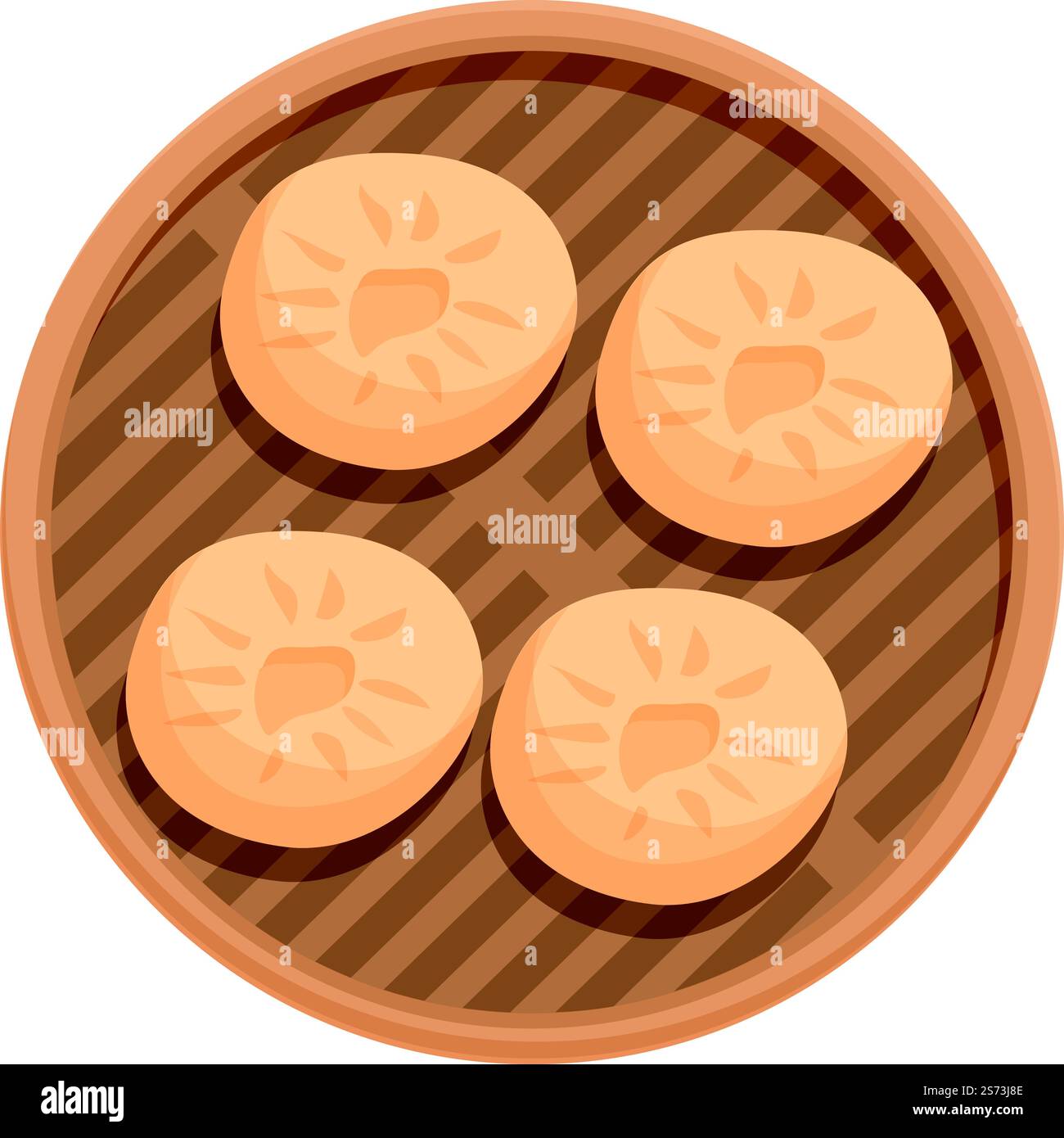 Top view baozi icon cartoon vector. Asian steam. Momo food. Top view ...