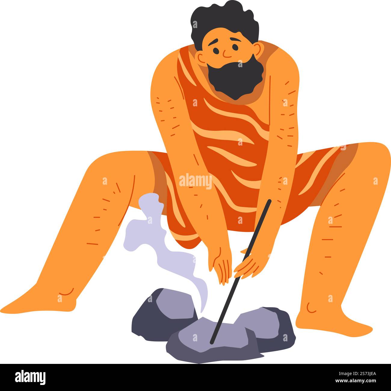 Ancient people civilization and progress, isolated male character ...