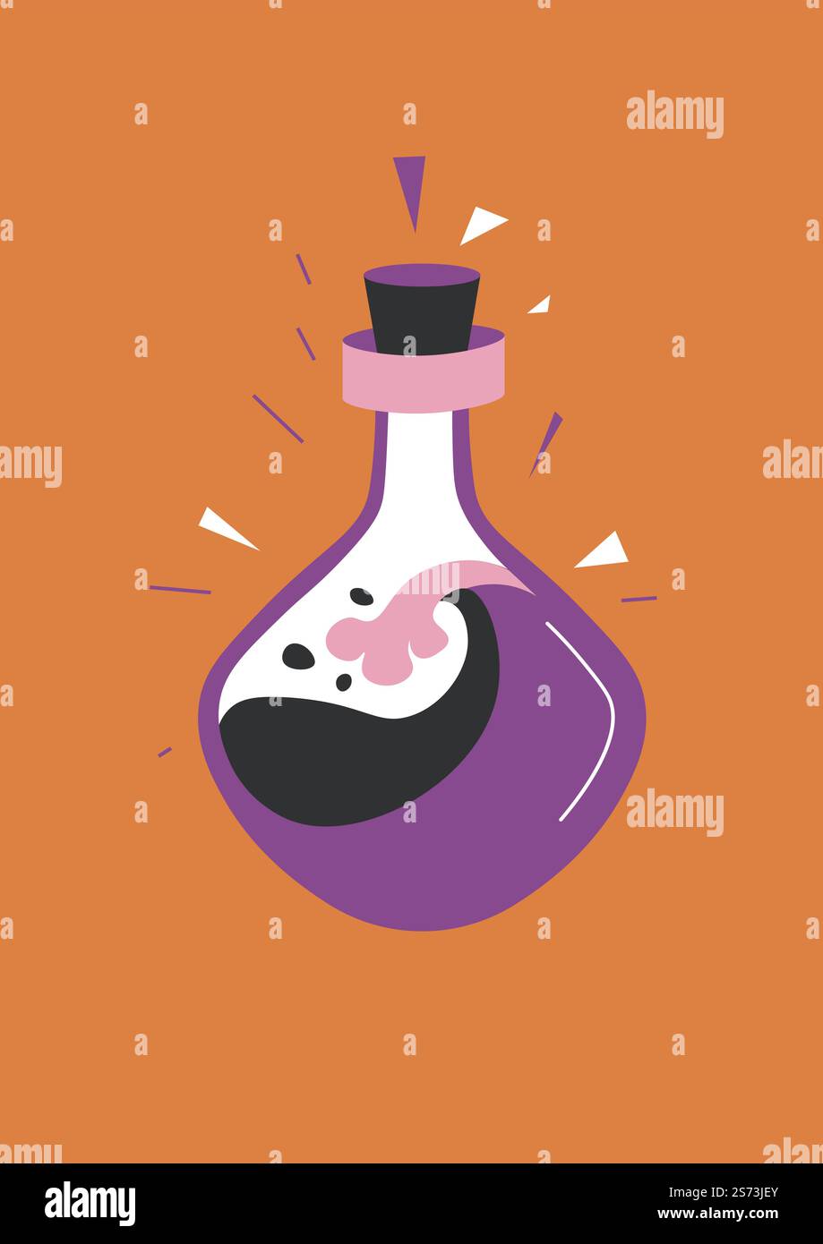 Elixir or magic potion with enchantment or harmful effect, poison and ...