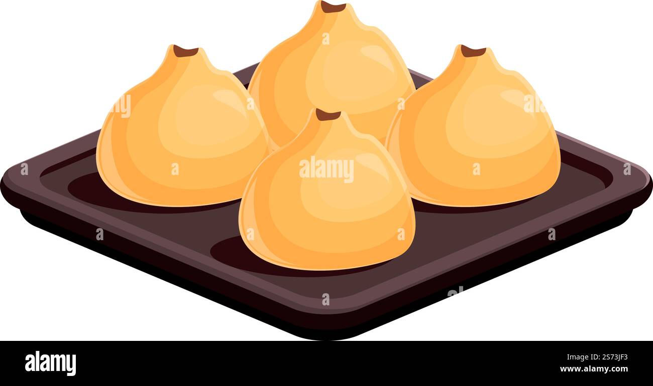 Baozi tray icon cartoon vector. Bun dao. Asian basket. Baozi tray icon ...