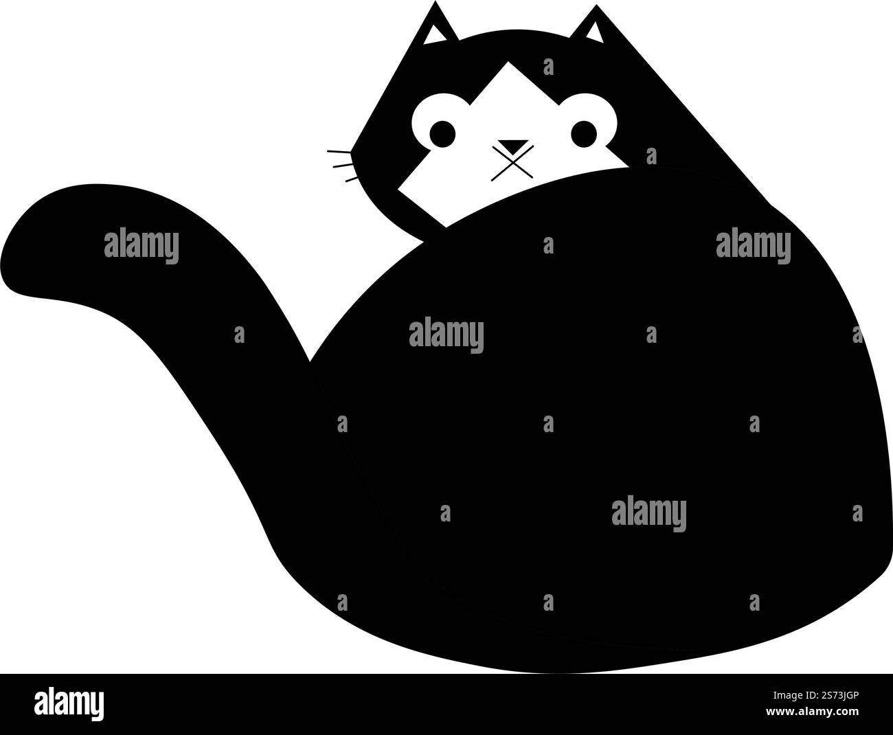 Domestic feline animal with black fur, isolated kitty with long tail ...