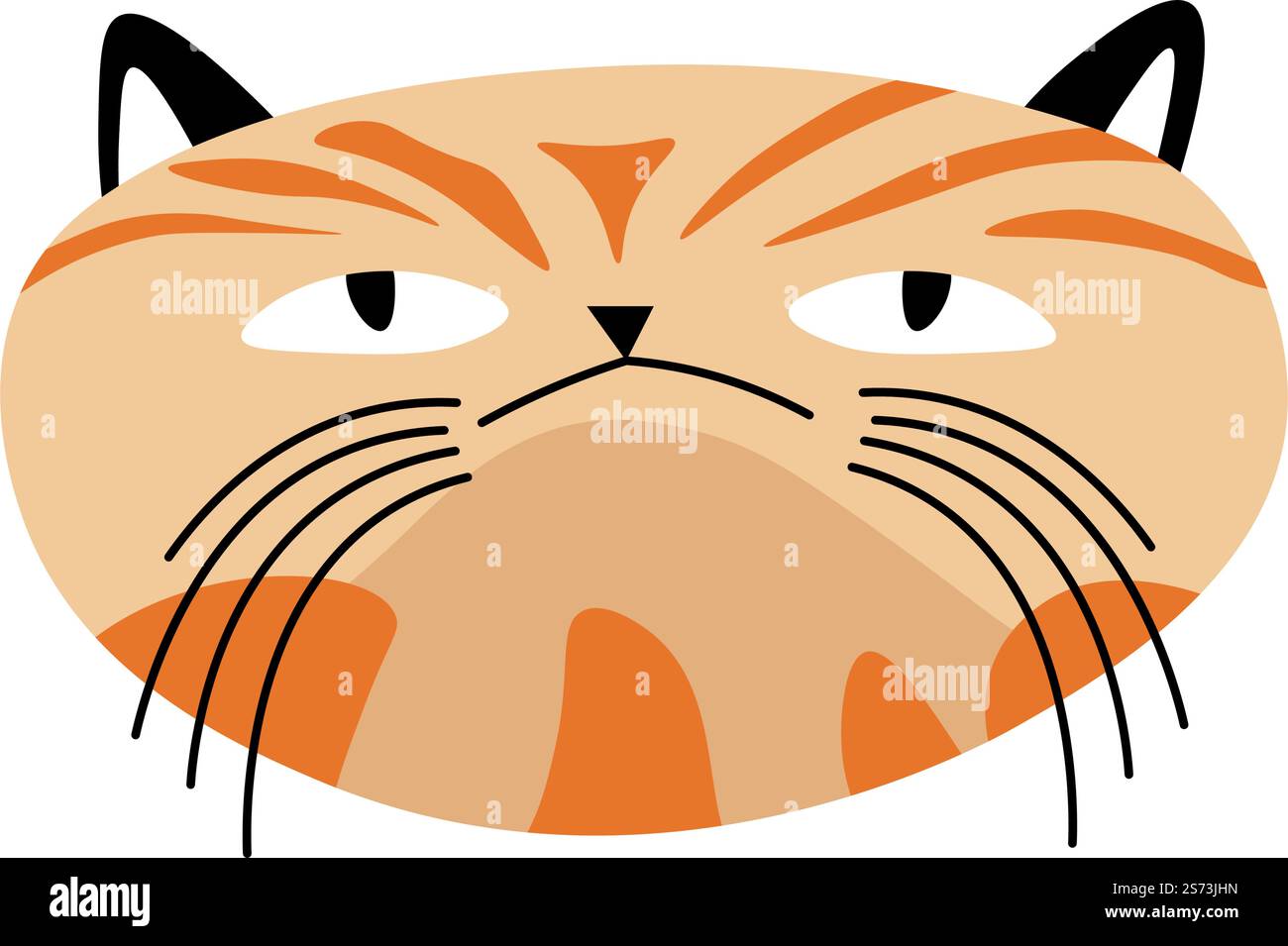 Angry or grumpy cat facial expression, isolated portrait of feline animal. Kitty muzzle with ...