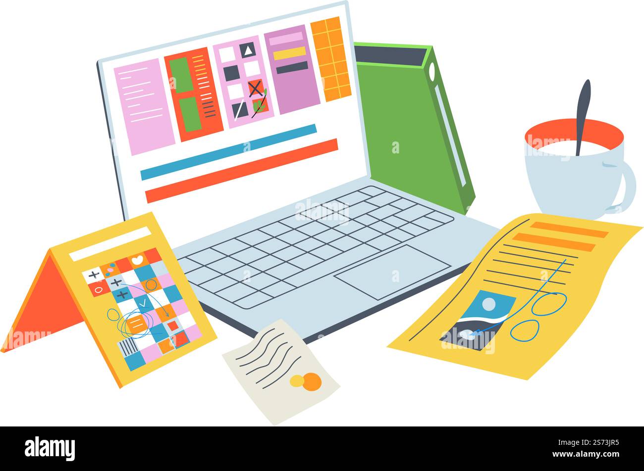 Management of workload laptop screen with application hi-res stock ...