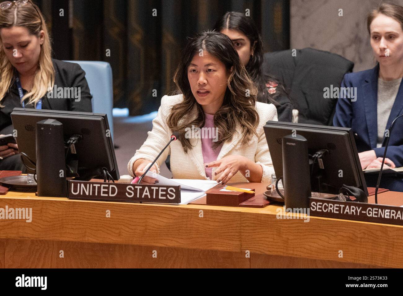 Hsueh-Ting Wu Counsellor of the US Mission to the UN addresses the Security Council meeting on ...