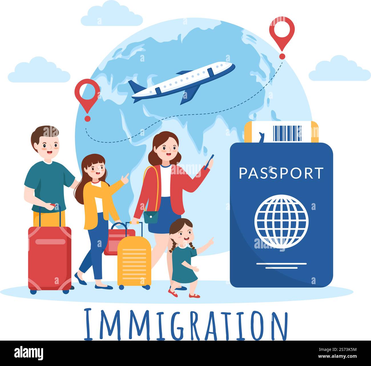 Immigration Template Hand Drawn Cartoon Flat Illustration of Document ...