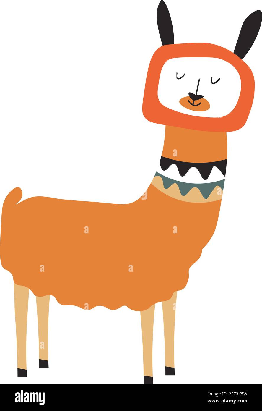 Alpaca portrait, cute cartoon character, isolated llama Peruvian mammal ...