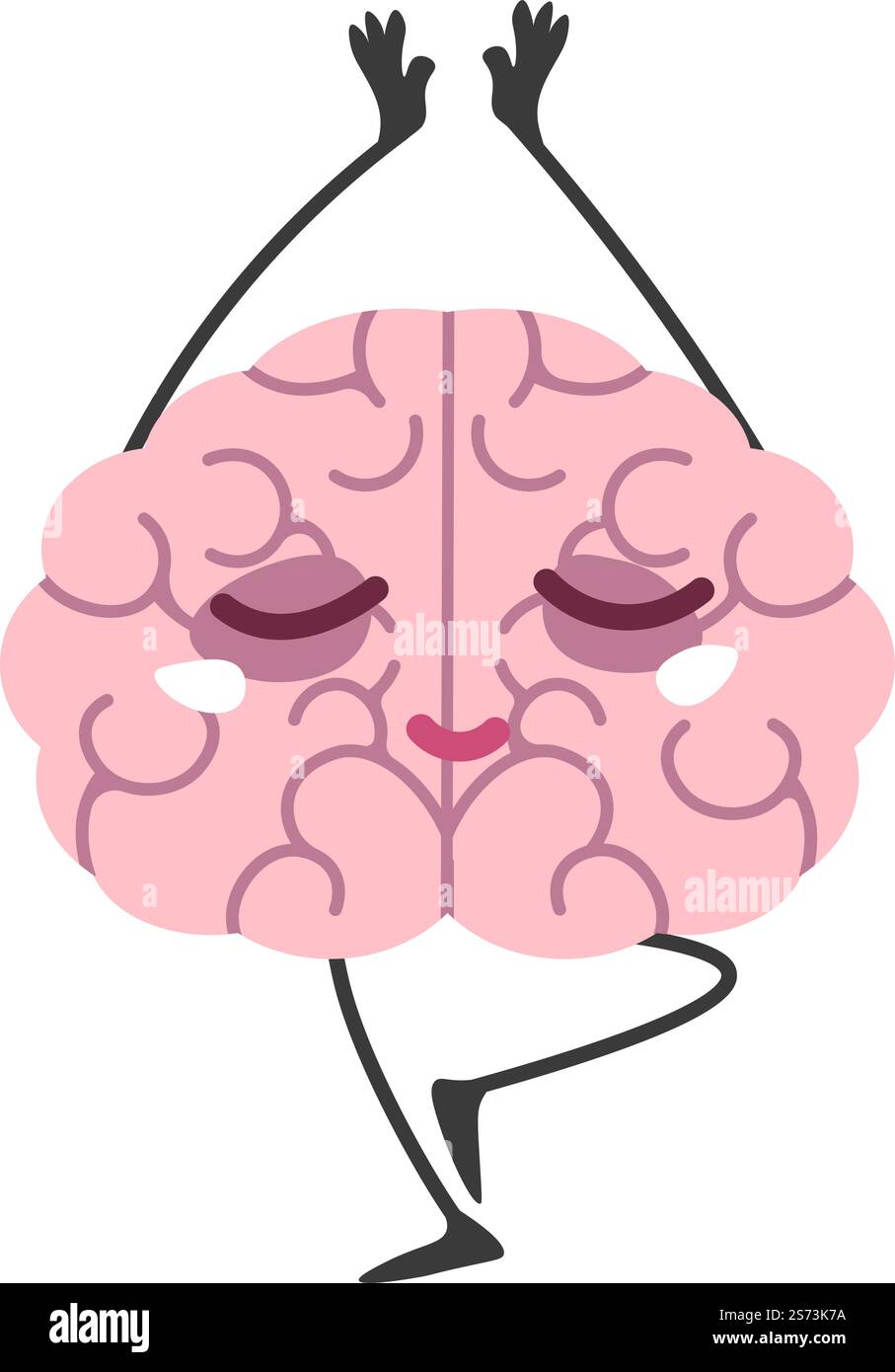 Consciousness and mindfulness, isolated brain character balancing on ...