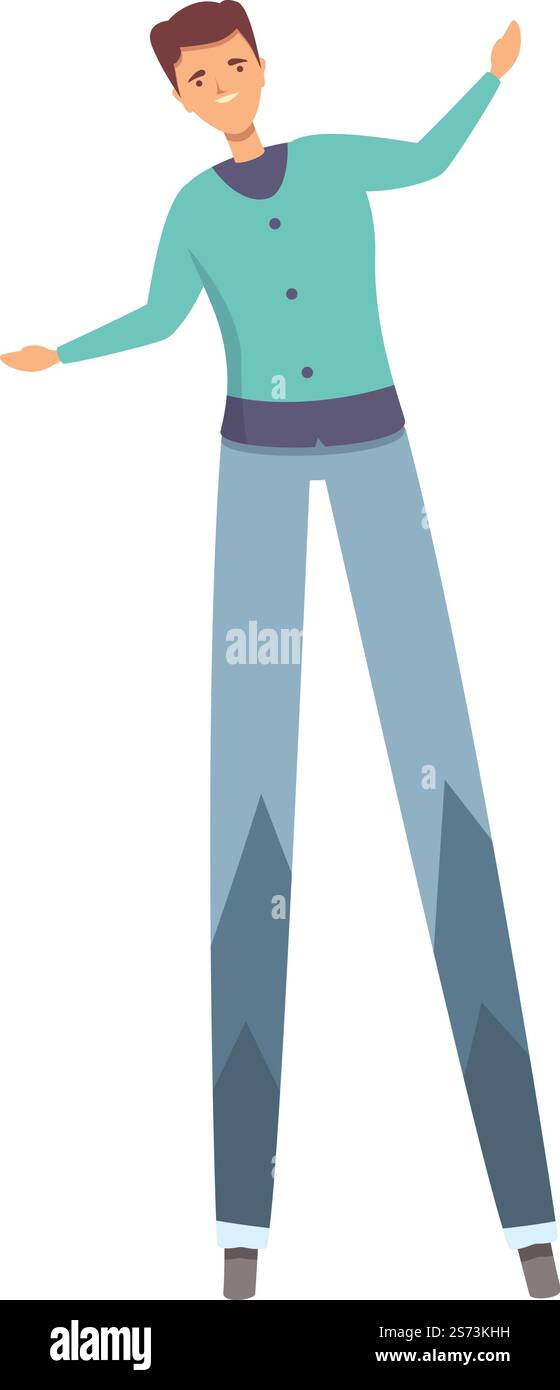 Boy street leg icon cartoon vector. Circus walker. Man stilt. Boy ...