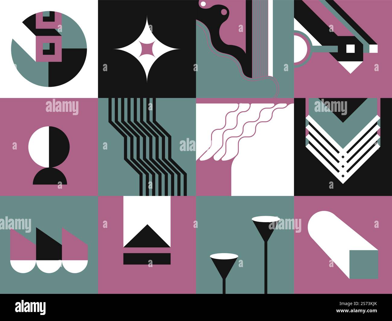 Modern square design with abstract shapes and forms, star or explosion ...