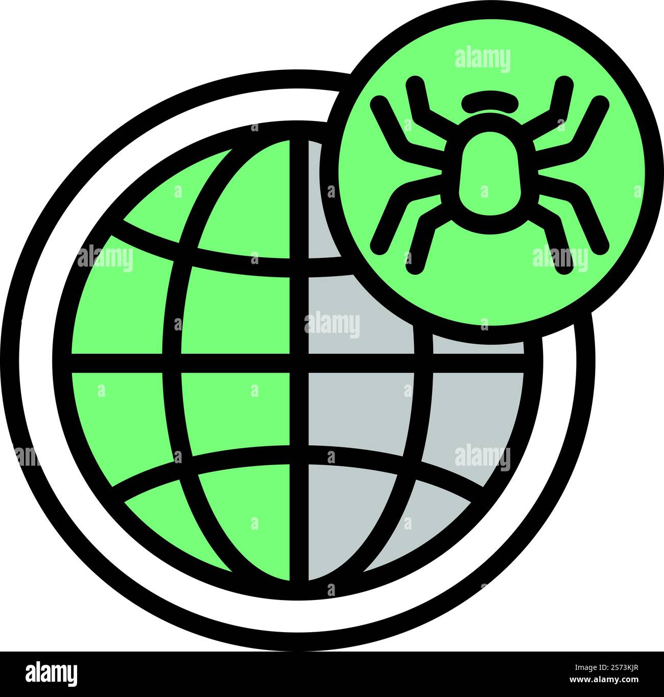 Global Bug Icon Outline Vector Cyber Attack Crime Protect Global Bug Icon Outline Vector