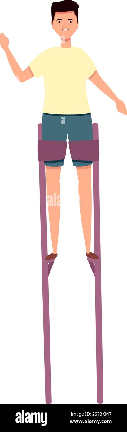 Leg stilt icon cartoon vector. Street man. Festival play. Leg stilt ...