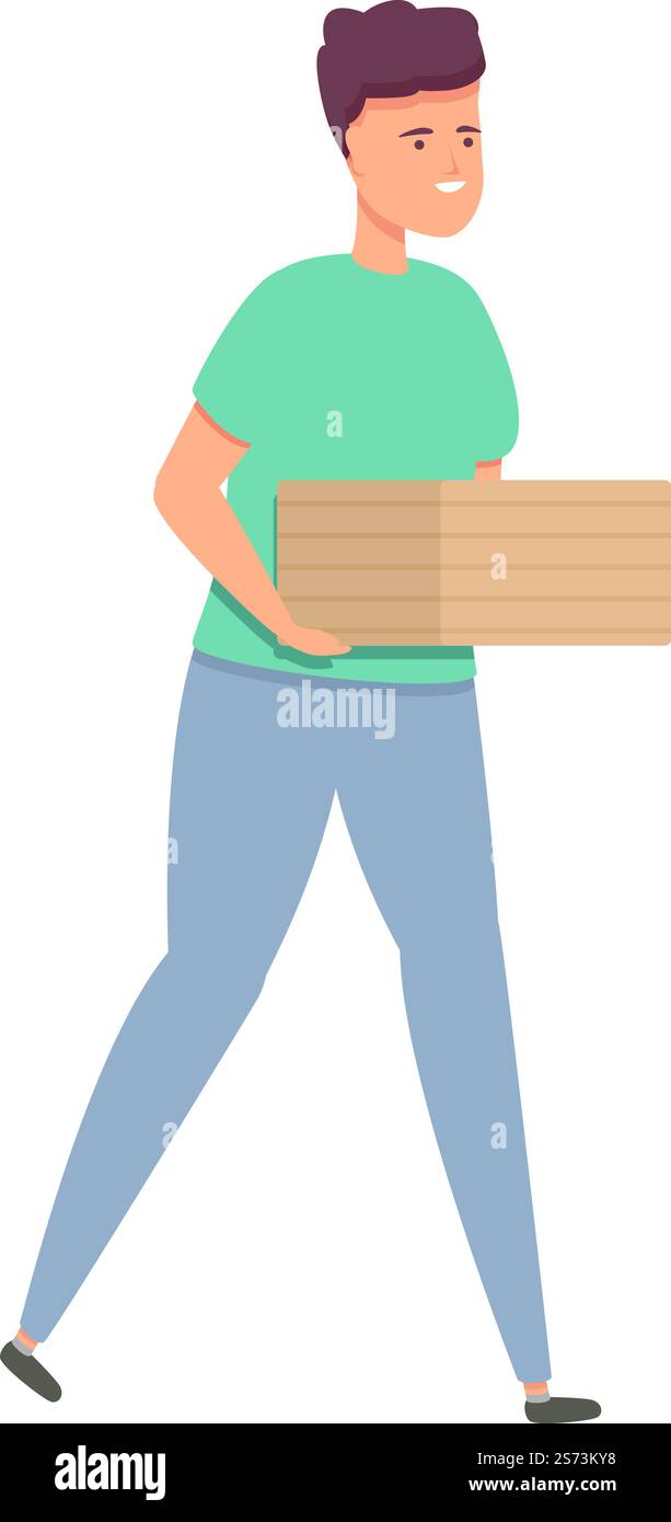Boy take soil box icon cartoon vector. Nature plant. Agriculture tree ...