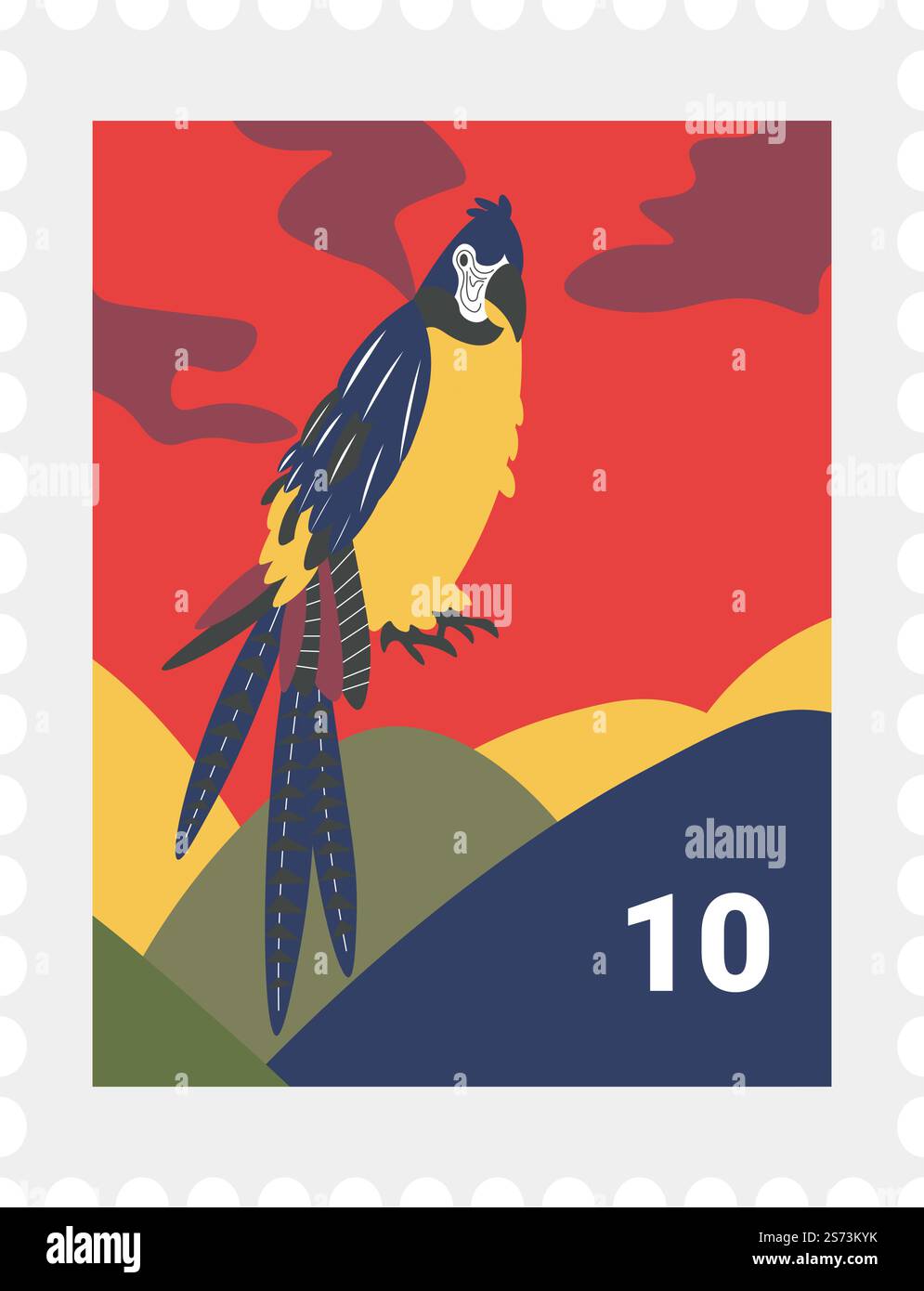 Parrot drawing on postmark hi-res stock photography and images - Alamy
