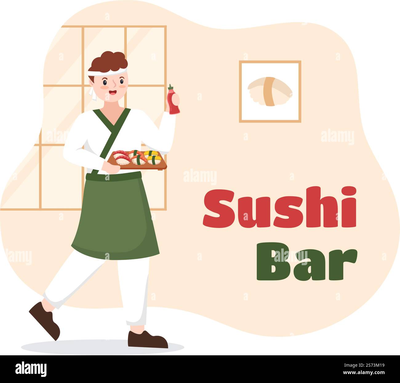 Sushi Bar Japan Asian Food or Restaurant of Sashimi and Rolls for ...