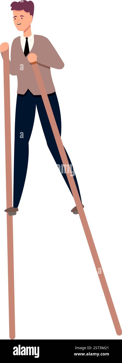 Elegant stilt icon cartoon vector. Circus walker. Street circus ...