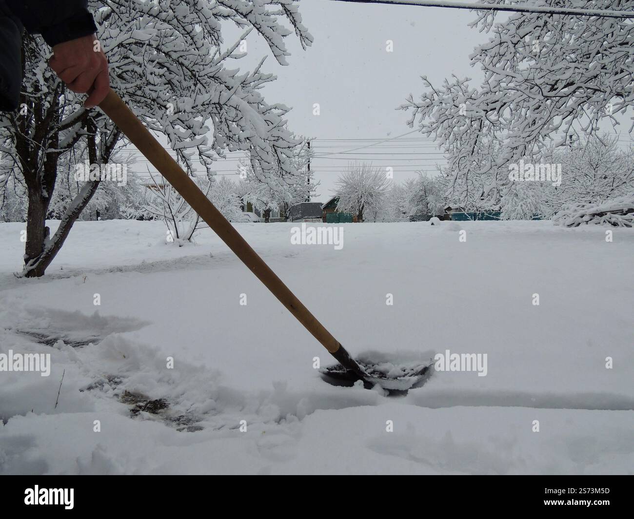 Heavy snowfall on country path hi-res stock photography and images - Alamy