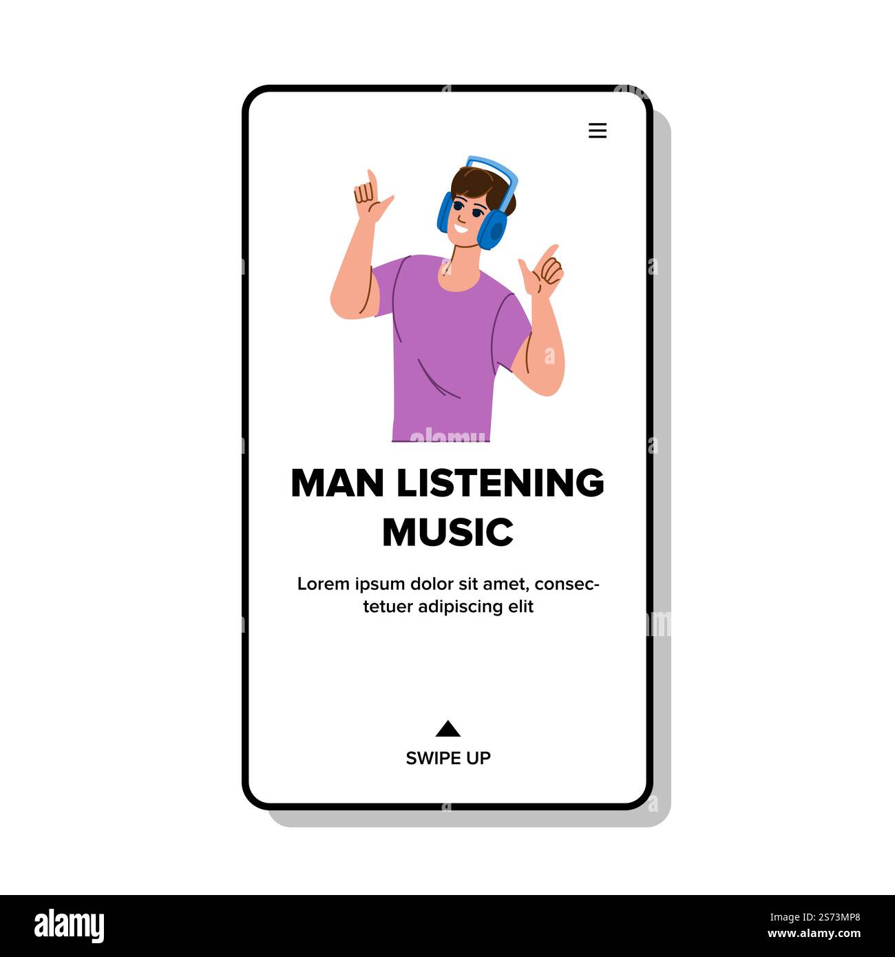 Handsome young man smiling listening Stock Vector Images - Alamy