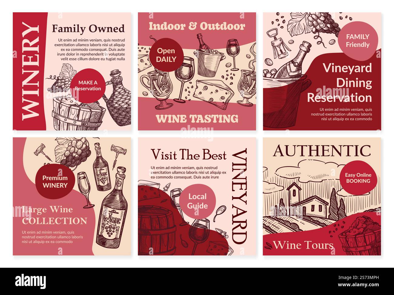 Network banner design set for winery advertising wine tasting hi-res stock photography and ...